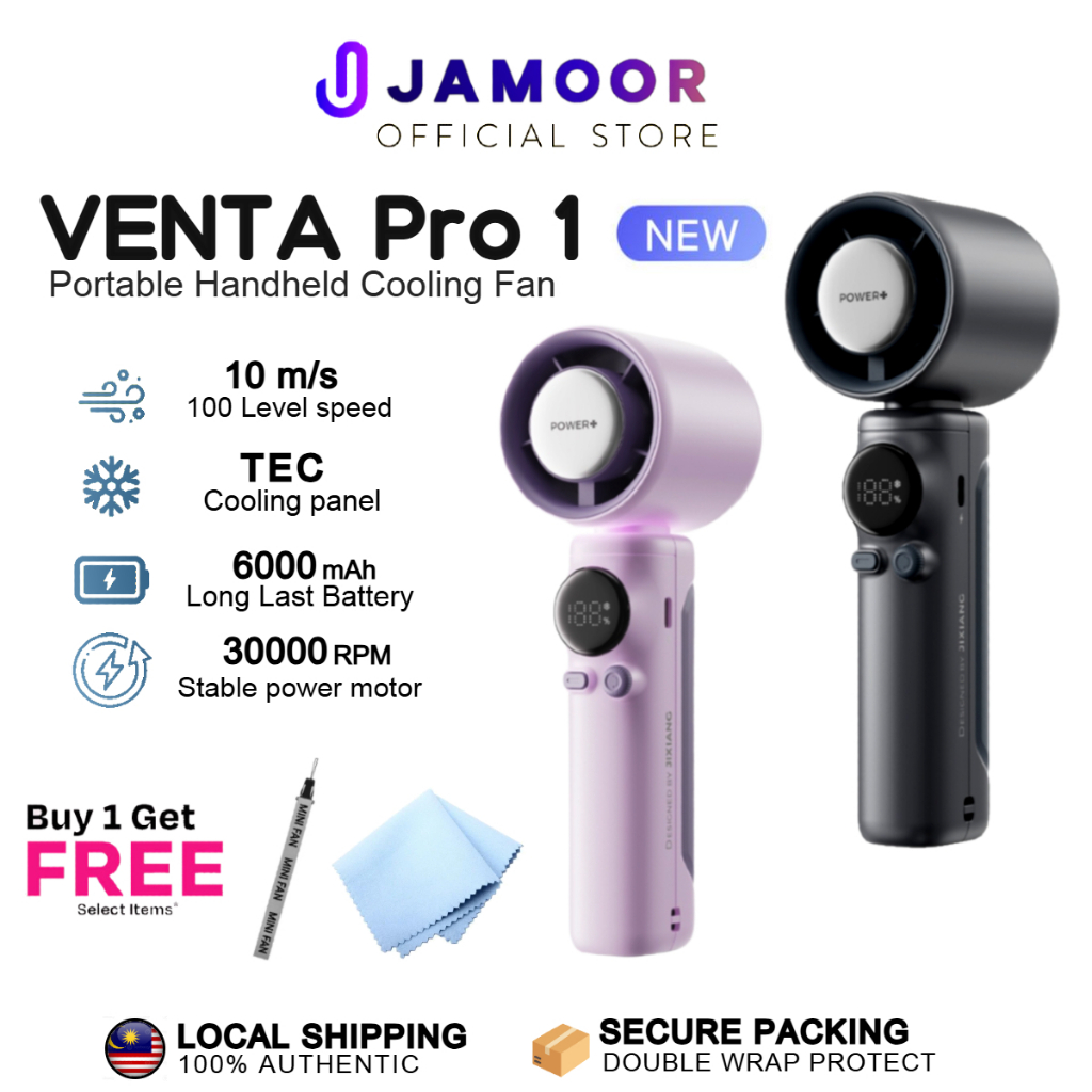 JAMOOR High-Speed Turbo Fan 100-Speed Handheld Fan Digital Display ...