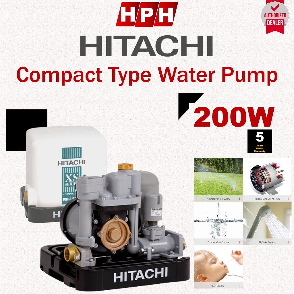 Hitachi Water Pump (200W) WM-P200XS Compact Type 水泵 Pam Air | Shopee ...