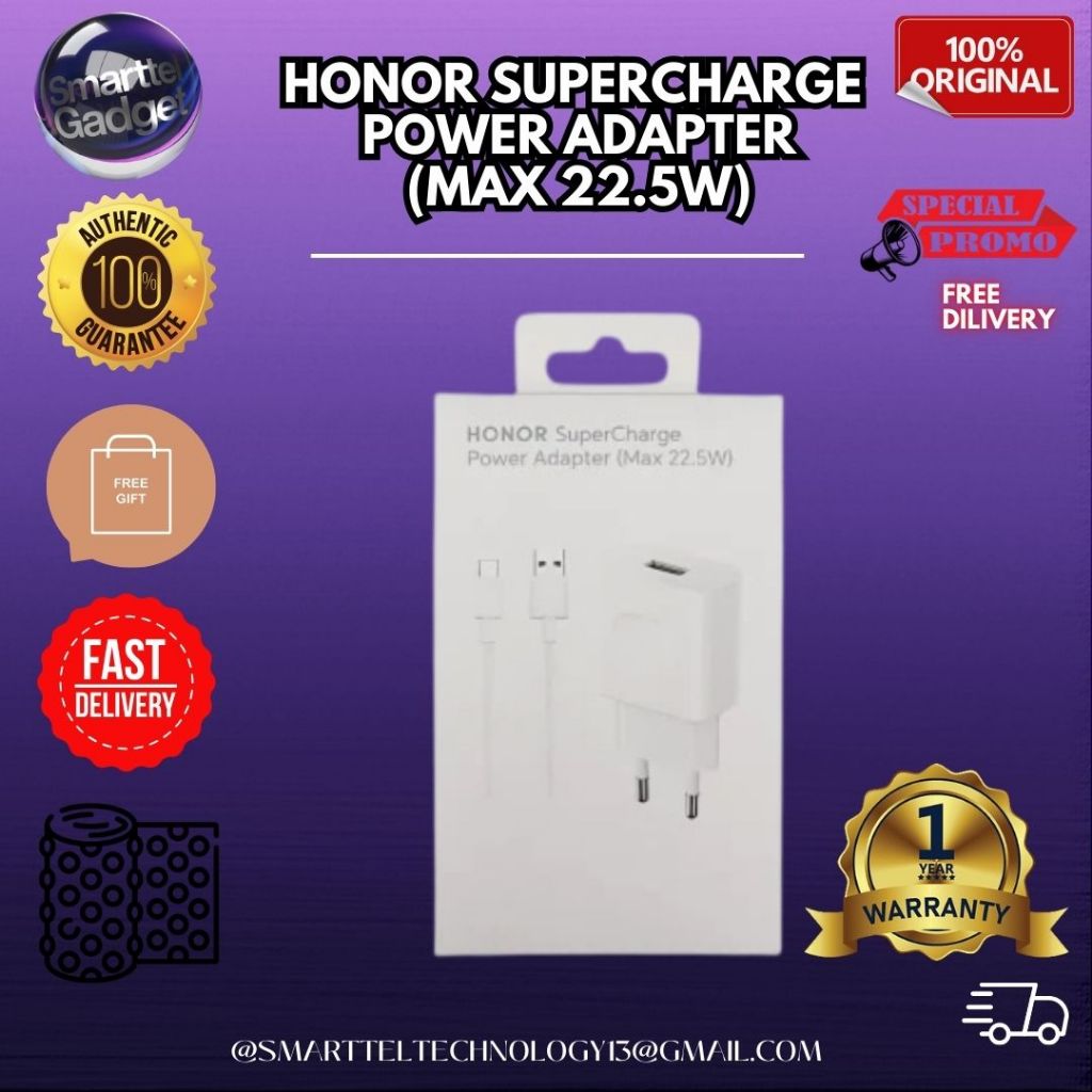 ORIGINAL HONOR SUPERCHARGE POWER ADAPTER (MAX 22.5W) 1 YEAR HONOR ...