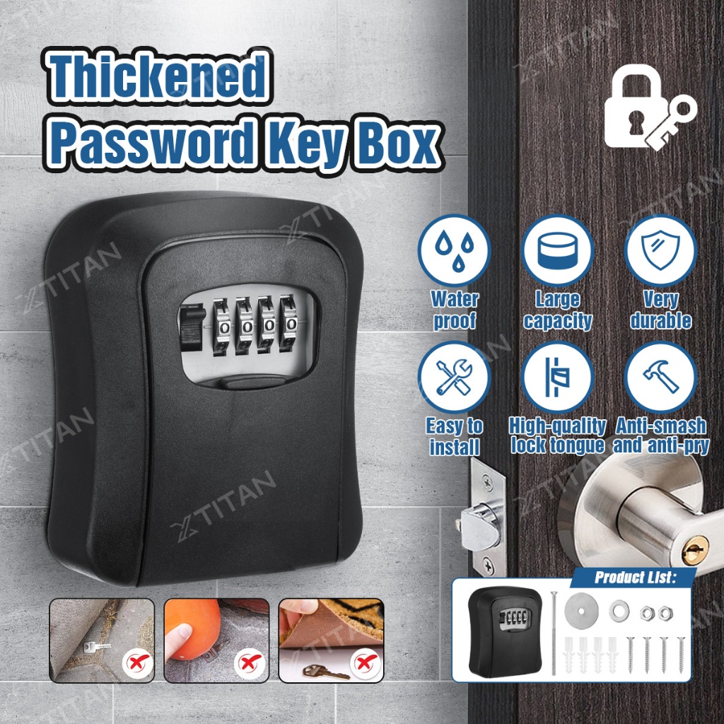 【READY STOCK】Wall Mount Key Safe Box Numbering Lock Key Storage Lock ...