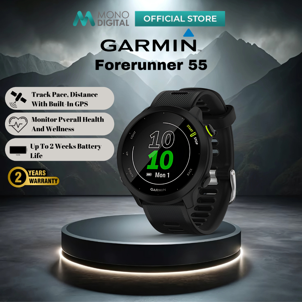 Garmin Forerunner 55 GPS Running Smartwatch with Coach Free Training ...