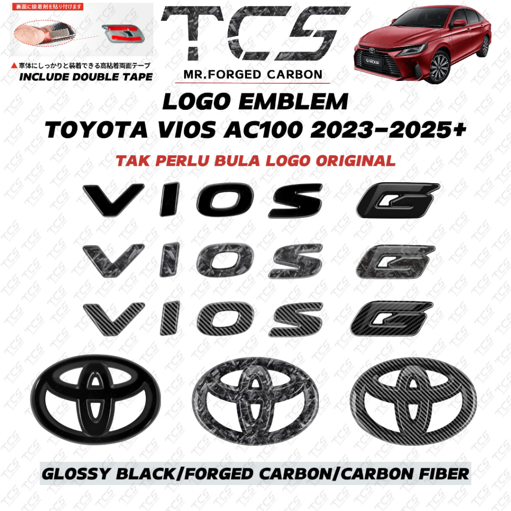 TCS NEW TOYOTA VIOS AC100 2023-2025+ CAR LOGO EMBLEM PNP DIRECT INSTALL ...