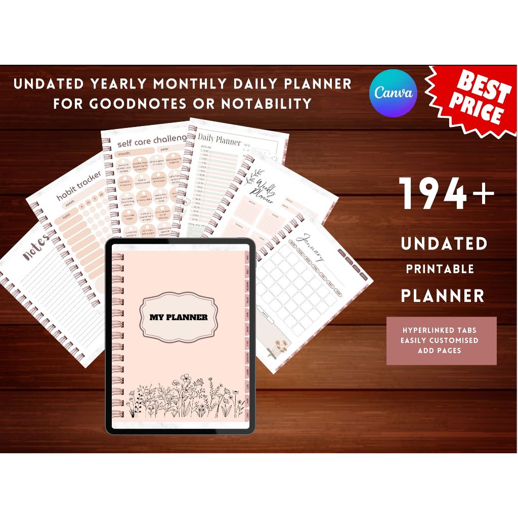 Customisable Digital Planner (Undated) for iPad GoodNotes | 2025 ...