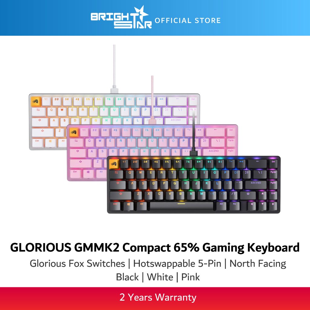 GLORIOUS GMMK 2 Compact 65% Gaming Mechnical Keyboard - Fox Switch ...