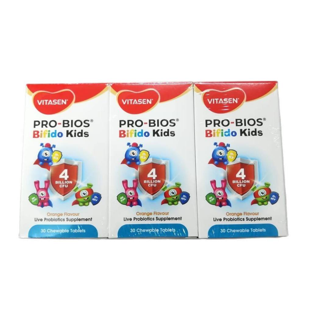 Vitasen PRO-BIOS Bifido Kids Probiotics 4 Billion cfu Chewable Orange ...