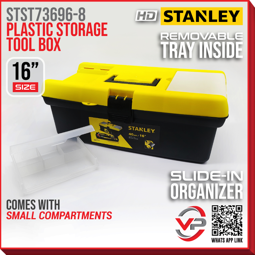 STANLEY STST73696-8 MULTIPURPOSE PLASTIC STORAGE TOOL BOX 16" WITH ...