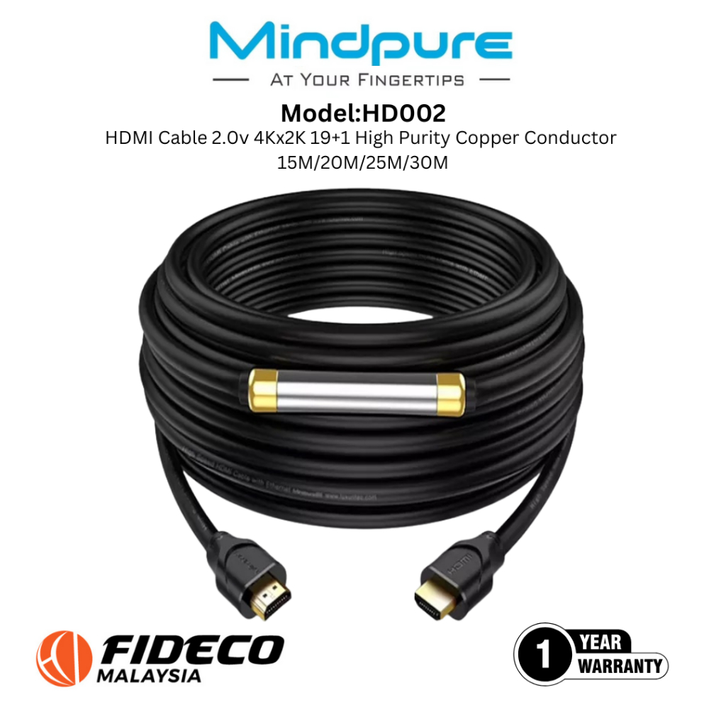 Mindpure HD002 HDMI Cable 2.0v 4Kx2K 19+1 High Purity Copper Conductor ...