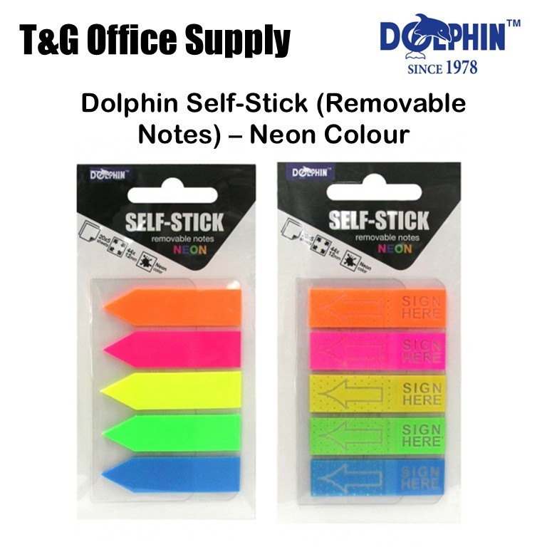 Dolphin | Self-Stick (Removable Notes) Index Notes / Sign Here Index ...