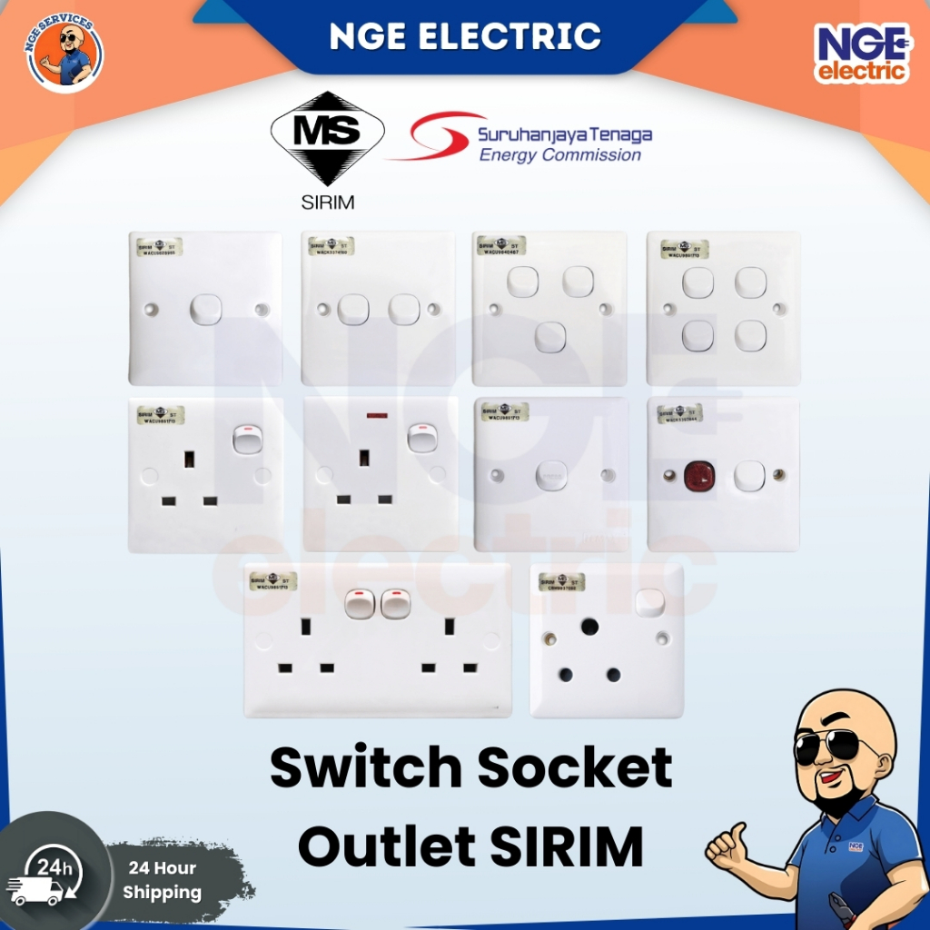Switch| 3 Series UMS Switch Socket Outlet 1g, 2g, 3g, 4g, 5g Double Pole White SIRIM | Shopee ...
