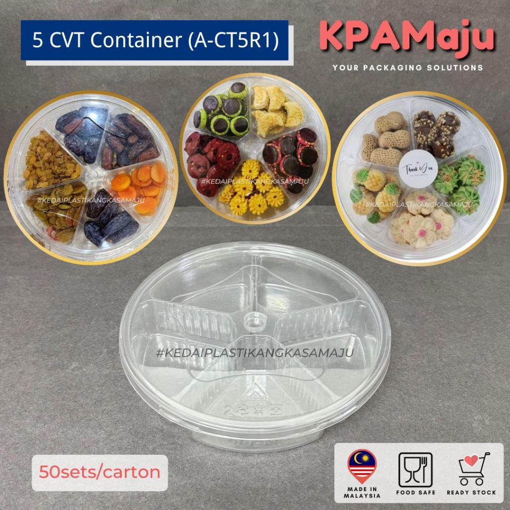 [50sets/carton] 5 Cavity Round Container with Lock (A-CT5R1) - Bekas ...