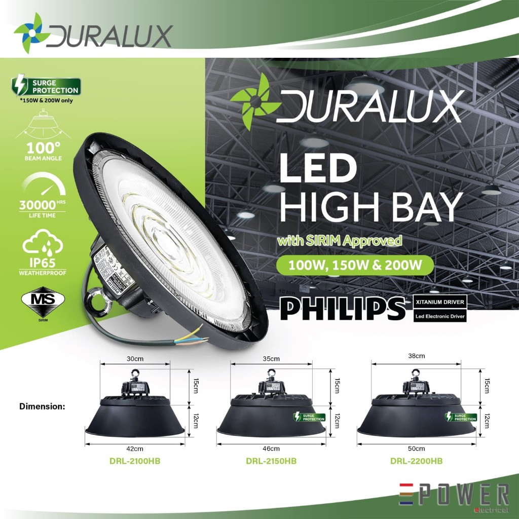 LATEST DURALUX SIRIM 200W UFO LED HIGHBAY WITH REFLECTOR & SURGE ...