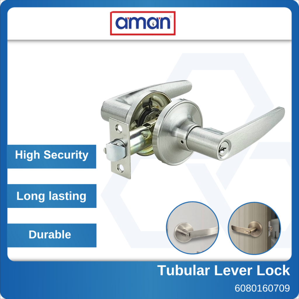 AMAN 2841 CS Tubular Hand Leverset Door Lock Set Tubular Level Lock Kunci Pintu | Shopee Malaysia