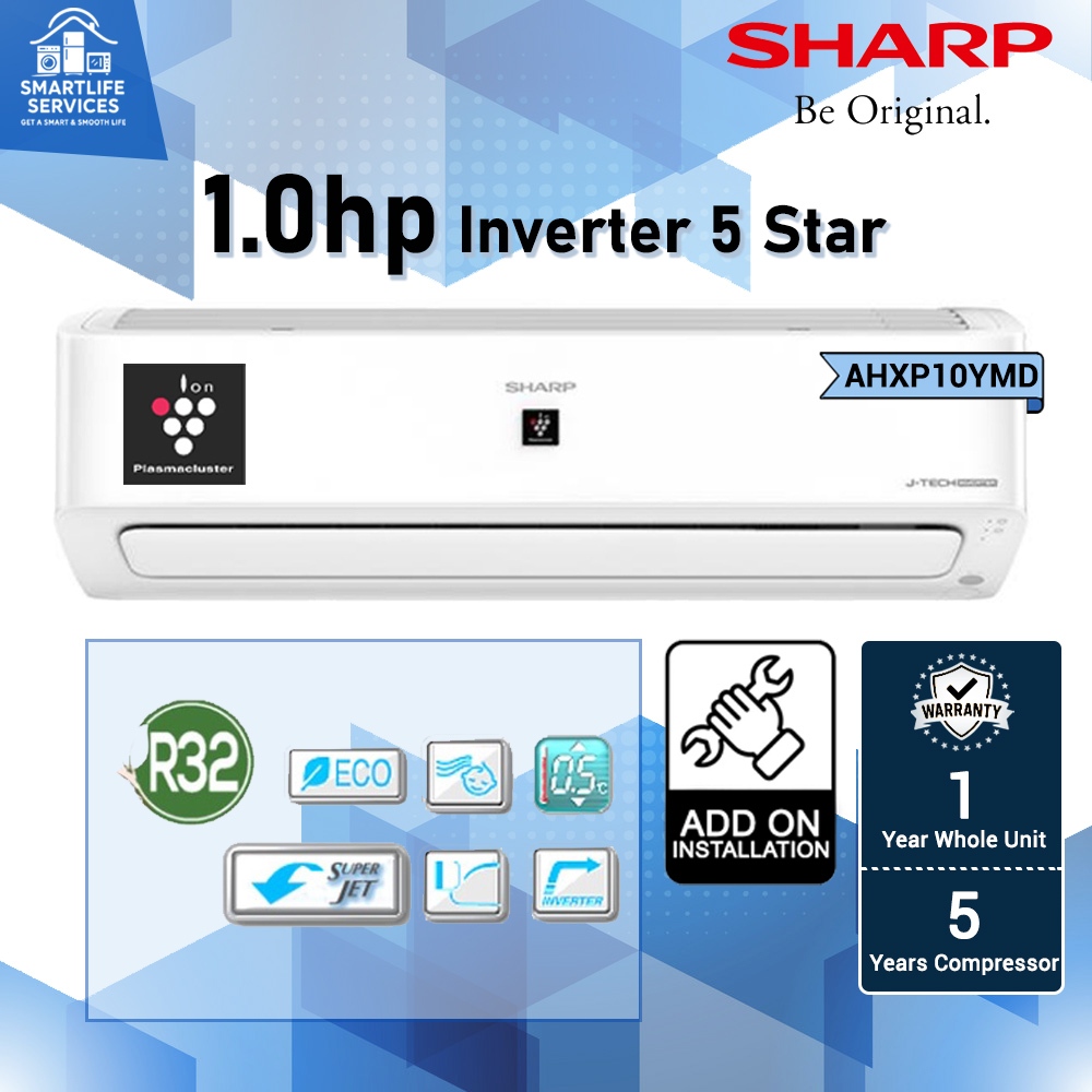 【5⭐ENERGY SAVING】Sharp Plasmacluster Air Conditioner 1.0HP/1.5HP/2.0HP/2.5HP J-Tech Inverter ...