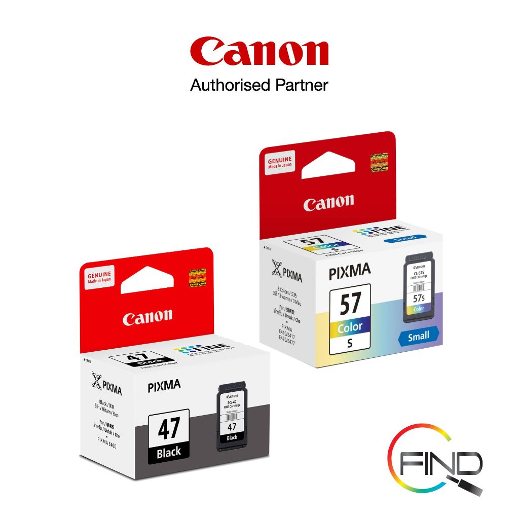 CANON PG-47 BLACK (15ml) + CL-57S COLOR (8ml) CARTRIDGE for E410/E470 ...