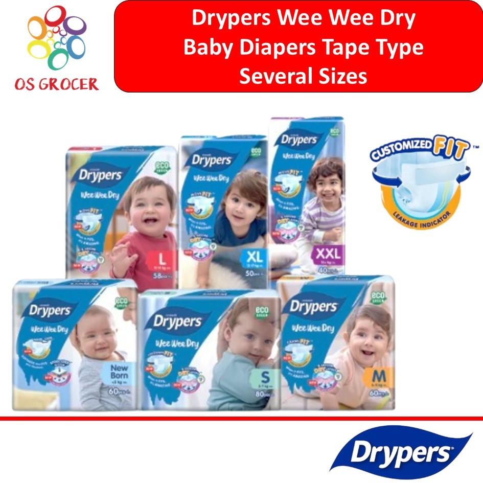 Drypers Wee Wee Dry Diapers Mega Pack Tape Type | Shopee Malaysia