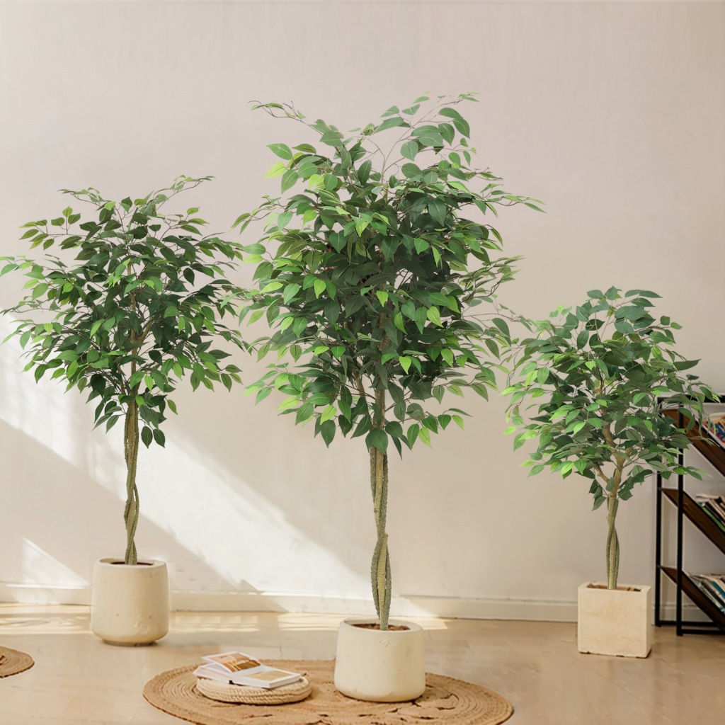 Artificial Banyan Tree Fake Plant with Realistic Leaves and Trunk Home ...