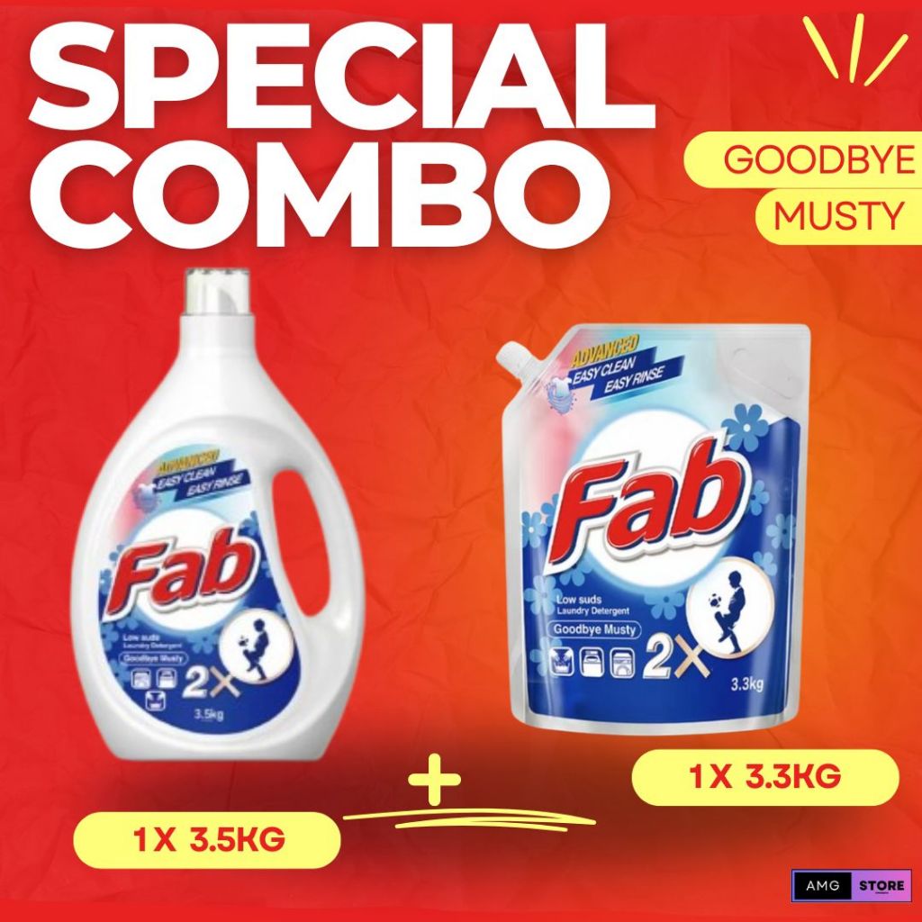 PEK KOMBO ISTIMEWA!! FAB LOW SUD Laundry Detergent 3.5KG+3.3KG REFILL ...