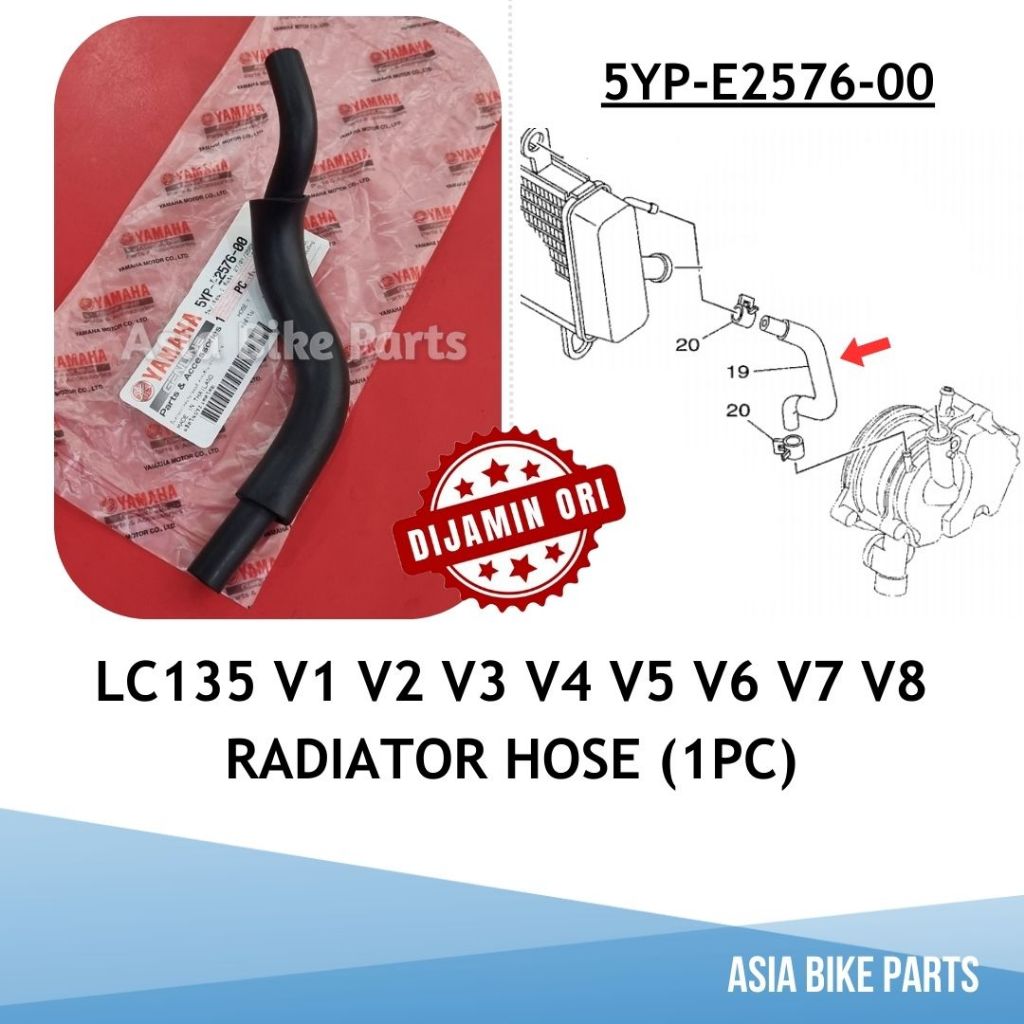 Yamaha Original LC135 V1 V2 V3 V4 V5 V6 V7 V8 Hose Dari Radiator Ke Water Pump - 5YP-E2576-00 ...