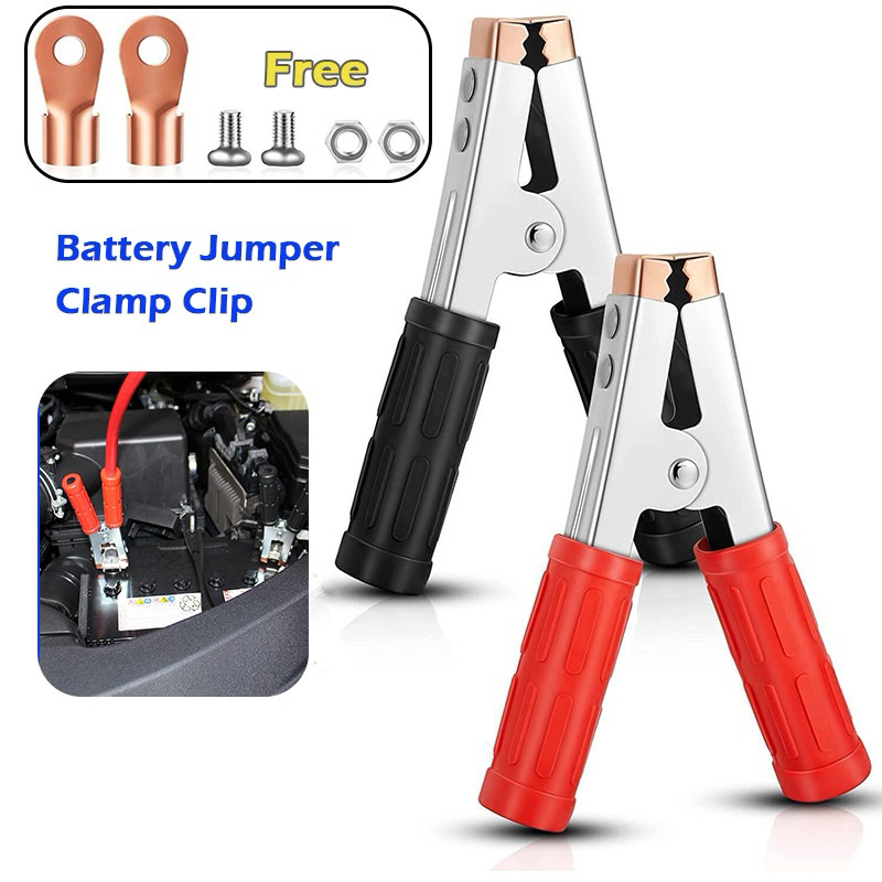 1 Pair Insulated Car Battery Clamp Clip Copper Jumper Cable Alligator ...
