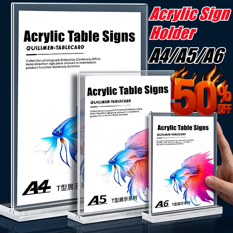 Acrylic Stand ( A4 A5 A6 Size) Acrylic T-Shape Display Stand, T Shape ...