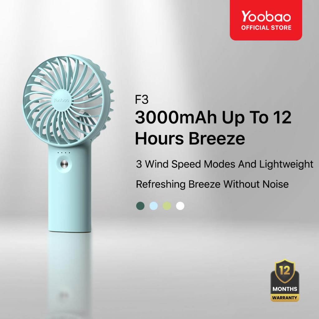 Yoobao F3 Portable Rechargeable Hand Held Mini Fan (3000mAh &6000mAh ...
