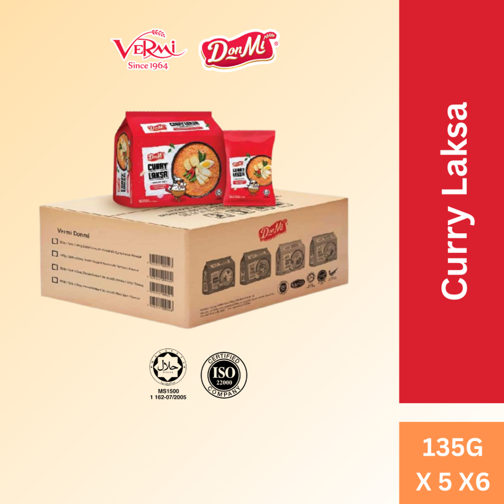 (1 Carton) Donmi Instant Vermicelli Curry Laksa Flavour 135 g x 5 pkt x ...