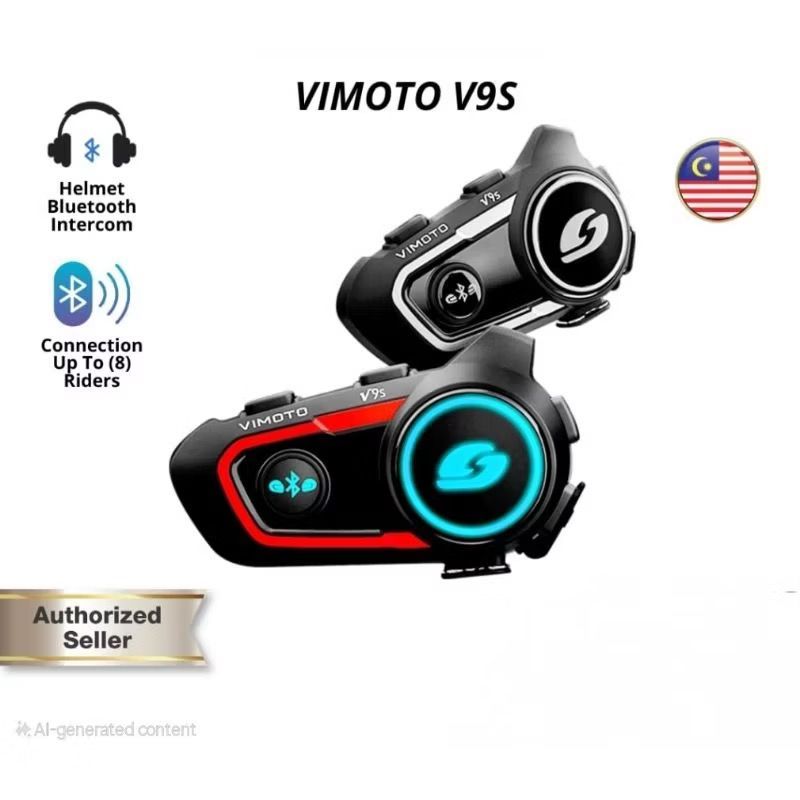 Vimoto V9S Bluetooth Intercom System V9s (1pax complete set) English Version Motorcycle Helmet ...
