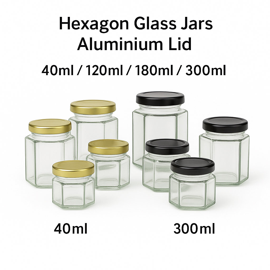 Air Tight Hexagon Glass Jar / Honey Bottle / Botol Doorgift Kaca ...