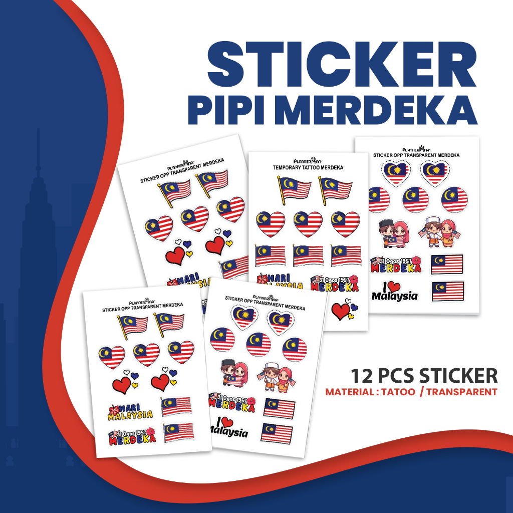 Sticker Pipi Merdeka Waterproof Transparent Opp Temporary Tattoo (12 ...
