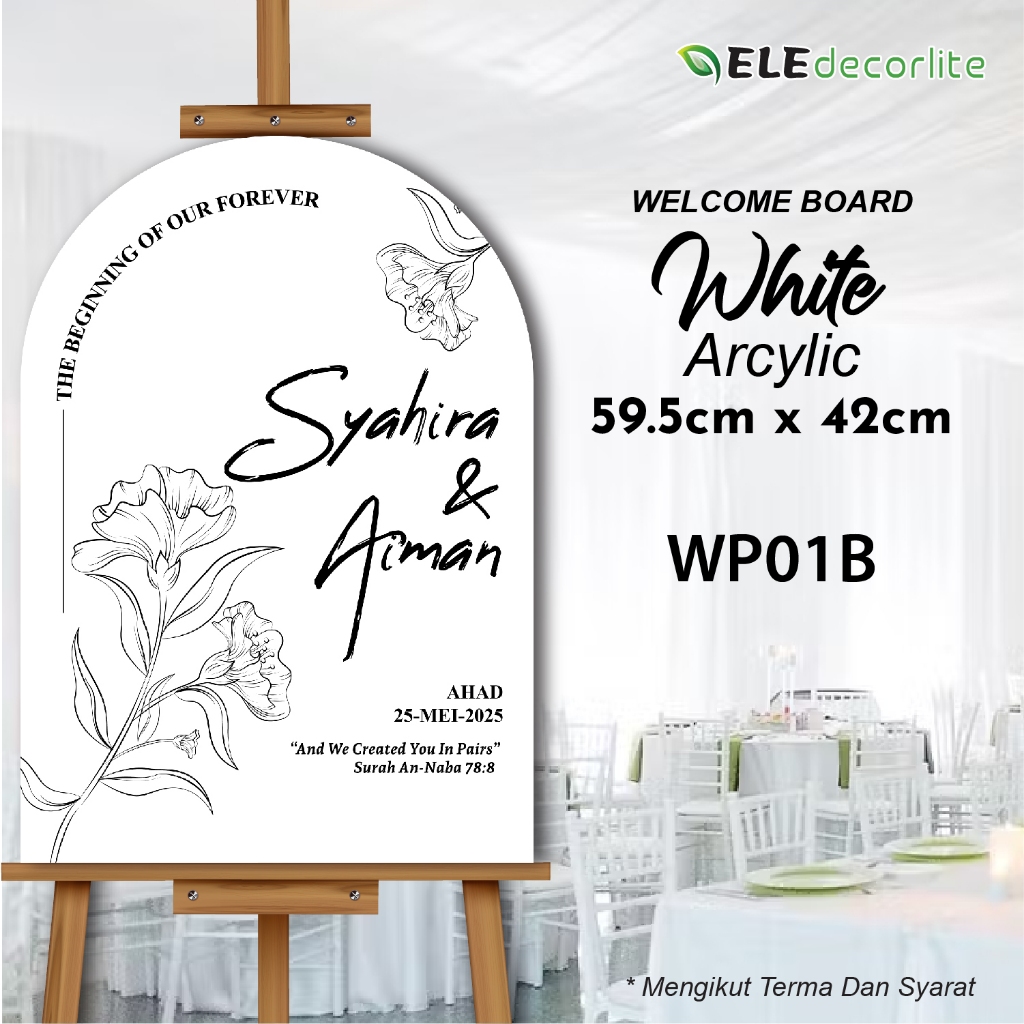 Welcome Board/Majlis Perkahwinan/Wedding Board/Pertunangan/Ijab Qabul ...