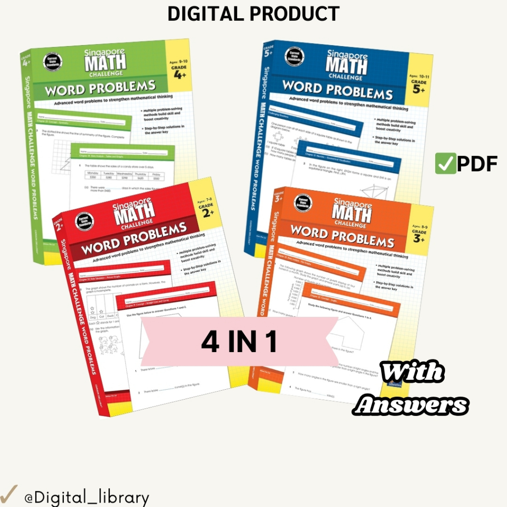 1 Singapore Math Challenge Word Problems + Answers (Includes Answers ...