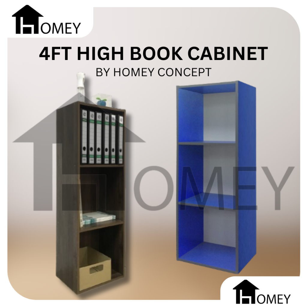 06 ALMARI BUKU 4 KAKI / RAK BUKU 3 TINGKAT / BOOK CABINET 4FT HIGH/ 3 ...