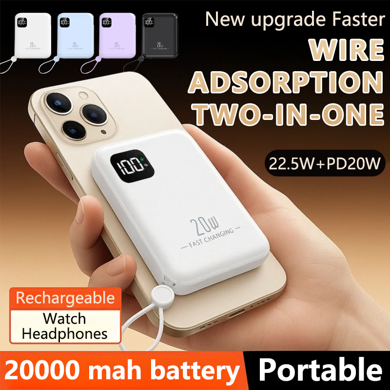 wireless powerbank 20000mAh mini magnetic 3.0A safe power bank travel ...