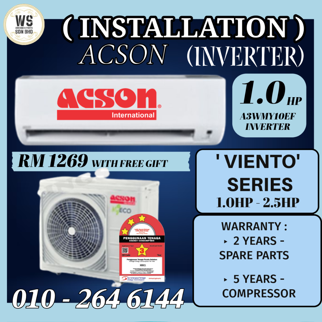 [INSTALLATION] ACSON INVERTER WALL MOUNTED | ACSON INVERTER ( 3 STAR ...