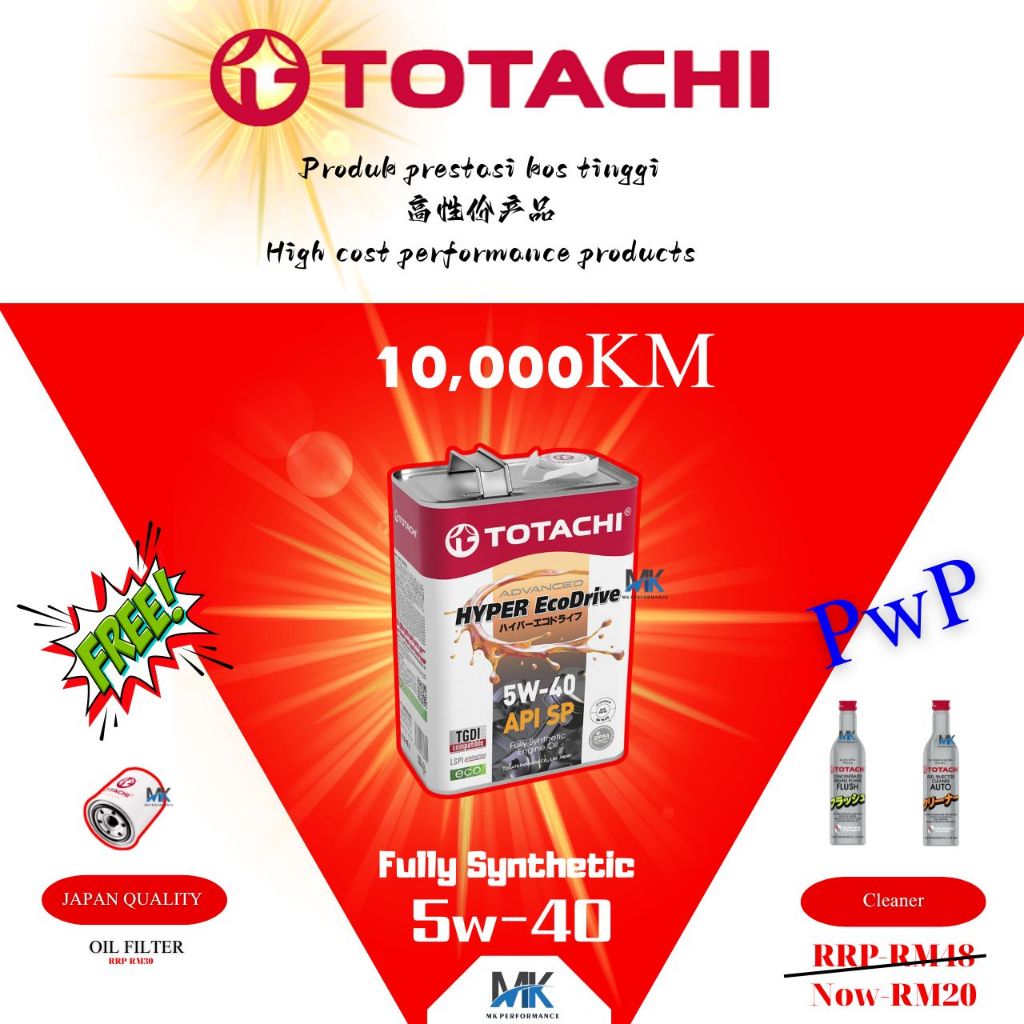 [ Fully Imported ] ORIGINAL - TOTACHI JAPAN Engine Oil 5W40 Hyper ...