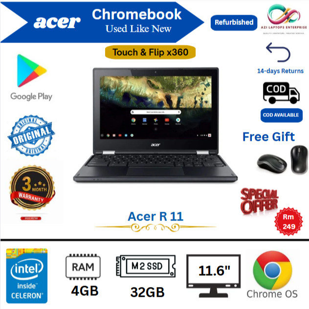(Refurbished) Acer R11 Laptop / 11.6 inch Touch Display / Intel Celeron ...