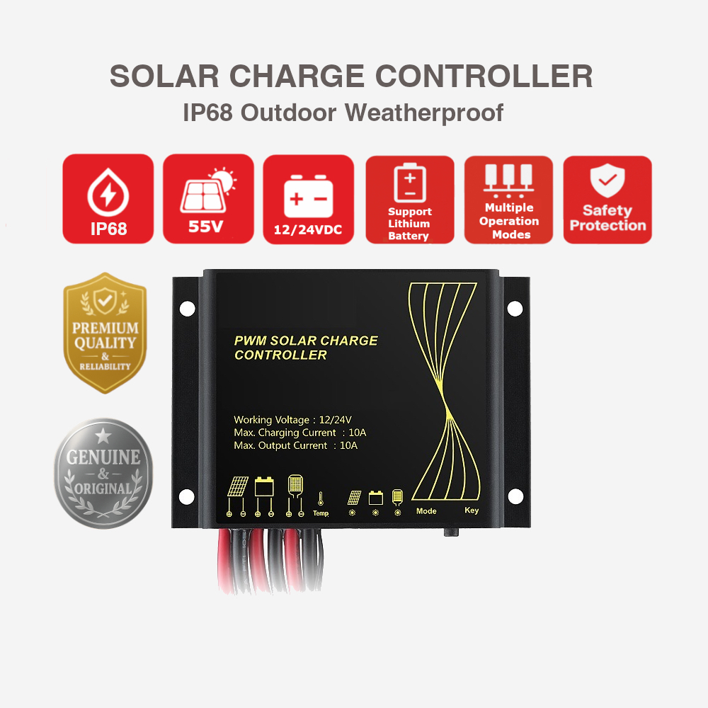 Smart Solar Charge Controller PWM 10A IP68 Outdoor Weatherproof ...