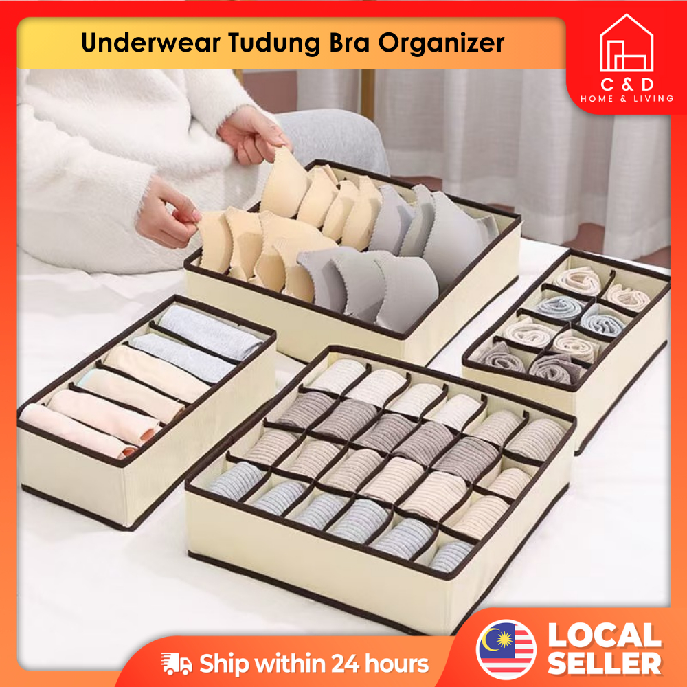 Foldable Underwear Bra Panties Storage Box Tudung Organizer Underware ...
