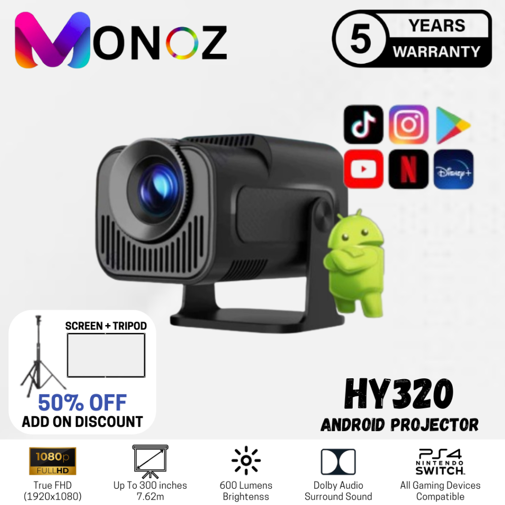 MONOZ HY320 Projector Android 11 Wifi Beamer Home Theater 4k Projector ...
