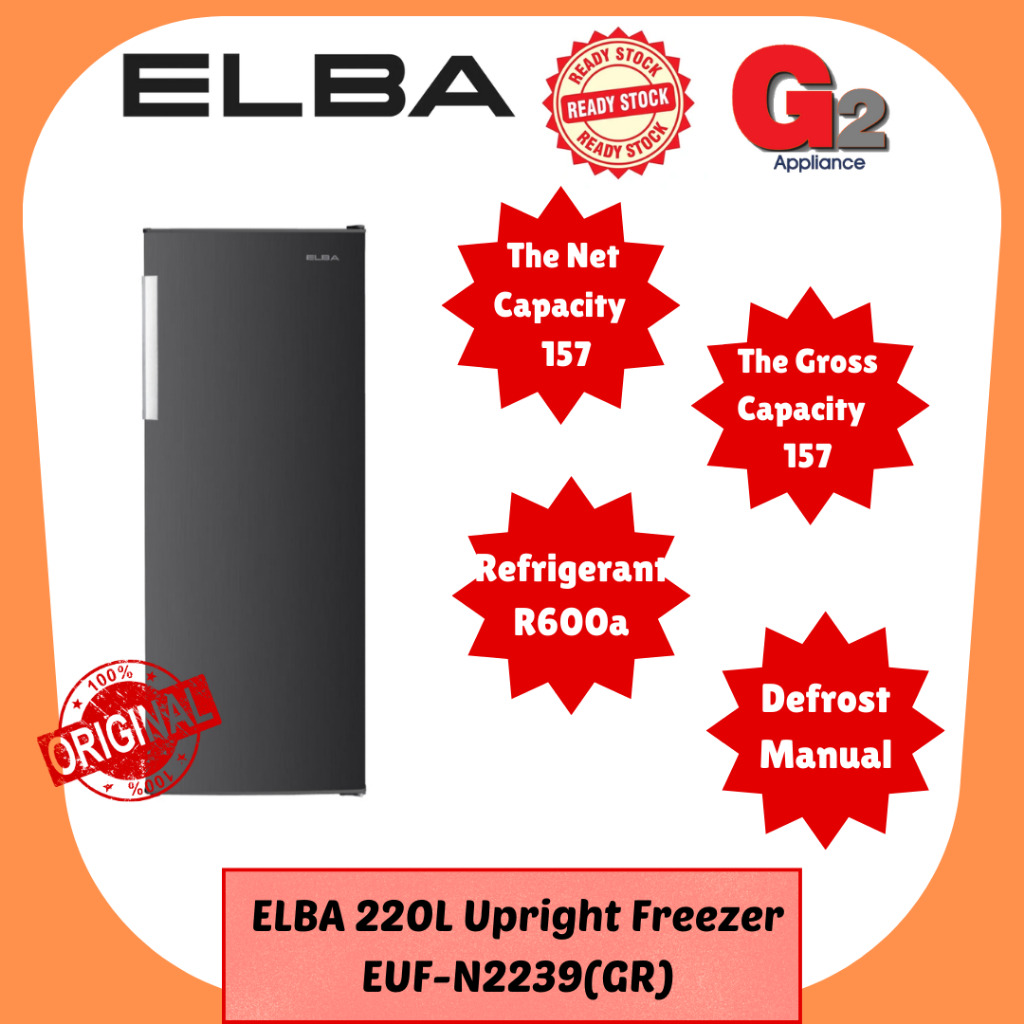 ELBA 220L Upright Freezer EUF-N2239(GR) | Shopee Malaysia