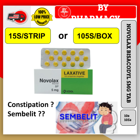 NOVOLAX BISACODYL 5MG TAB 15s/strip OR 105s/box (alternative to ...