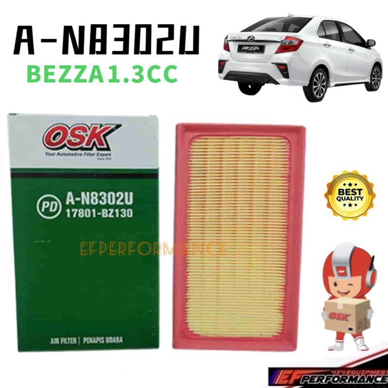 OSK A-N8302U AIR FILTER BEZZA 1.3CC A-8302U PENAPIS UDARA PERODUA BEZZA ...