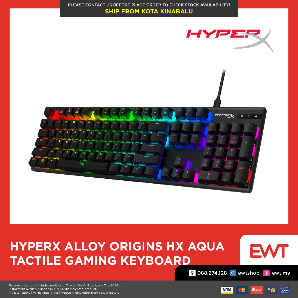 HyperX Alloy Origins Red/Aqua/Blue - Mechanical Gaming Keyboard 100% ...