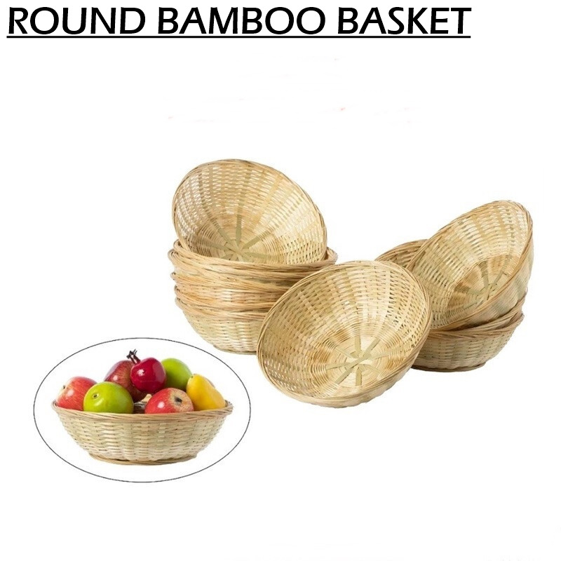 Round Rattan Bamboo Basket / Bakul Rotan / Bakul Raga Buluh / Fruit ...