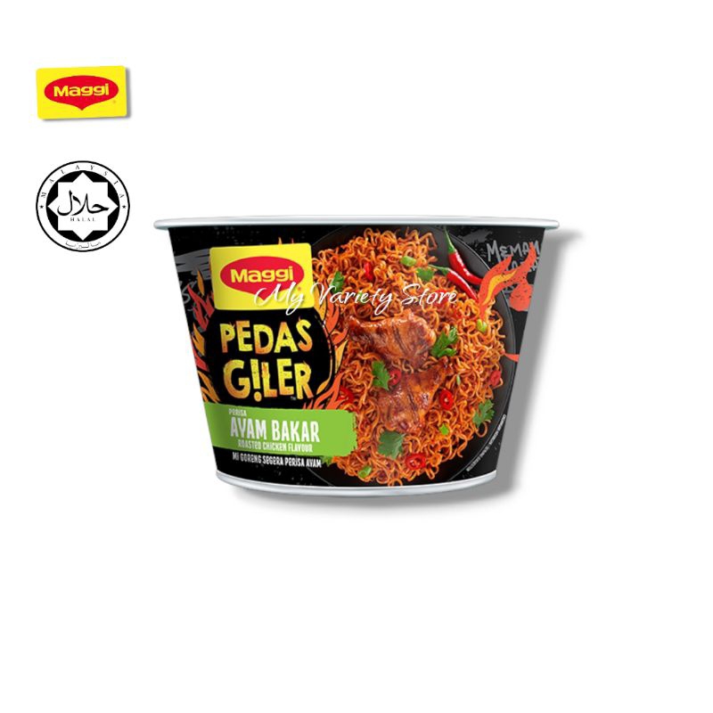 Maggi Pedas Giler Ayam Bakar 93g Roasted Chicken Flavor Bowl Perencah ...