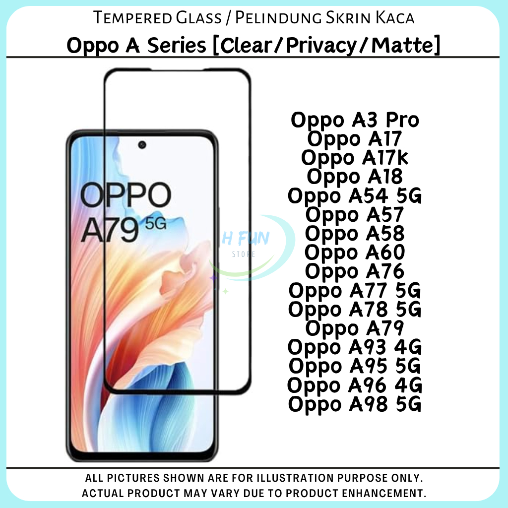 [Kaca] Oppo A3 Pro/A17/k/A18/A54/A57/A58/A76/A78/A79/A93/A95/A96/A98 Clear Privacy Matte ...