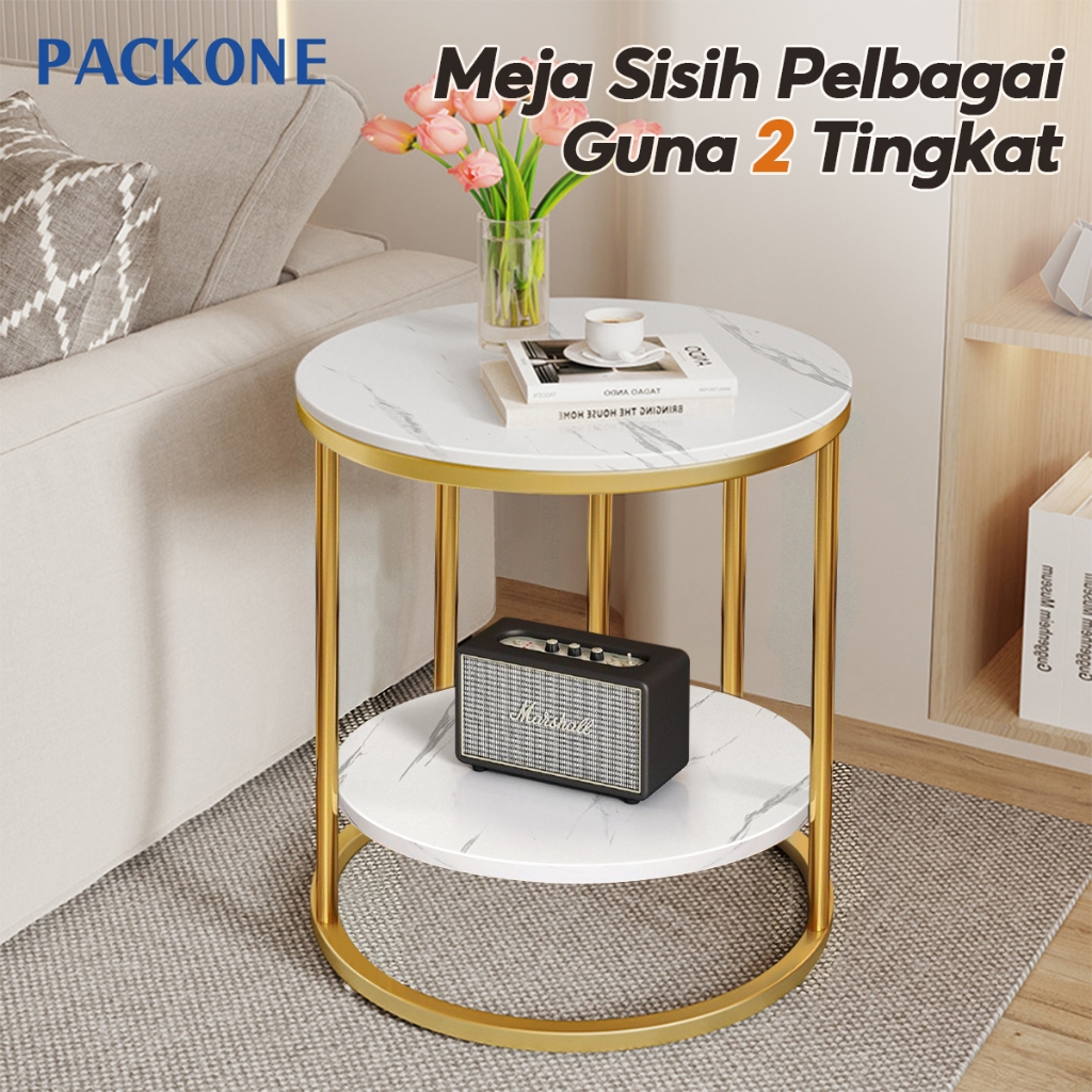 PACKONE Meja sisi moden Nordic dua tingkat meja kopi Side table coffee ...