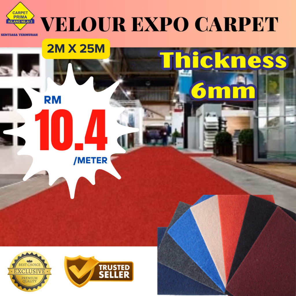 Velour Office and Expo Carpet Tebal 6MM Karpet Tebal Murah 2M x 25M ...