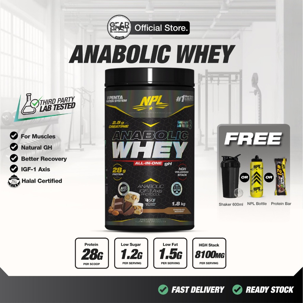 NPL Anabolic Whey gH 4lbs/2lbs (1.8kg/908g) Lean Muscle Growth ...