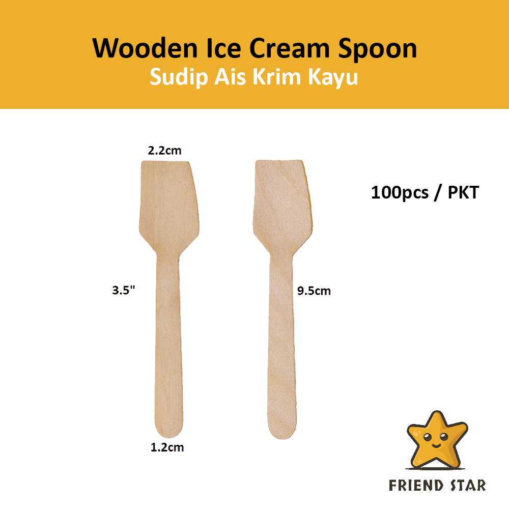 Sudu Aiskrim Kayu (100pcs) Wooden Mini Spoon / Wooden Ice Cream Spoon ...